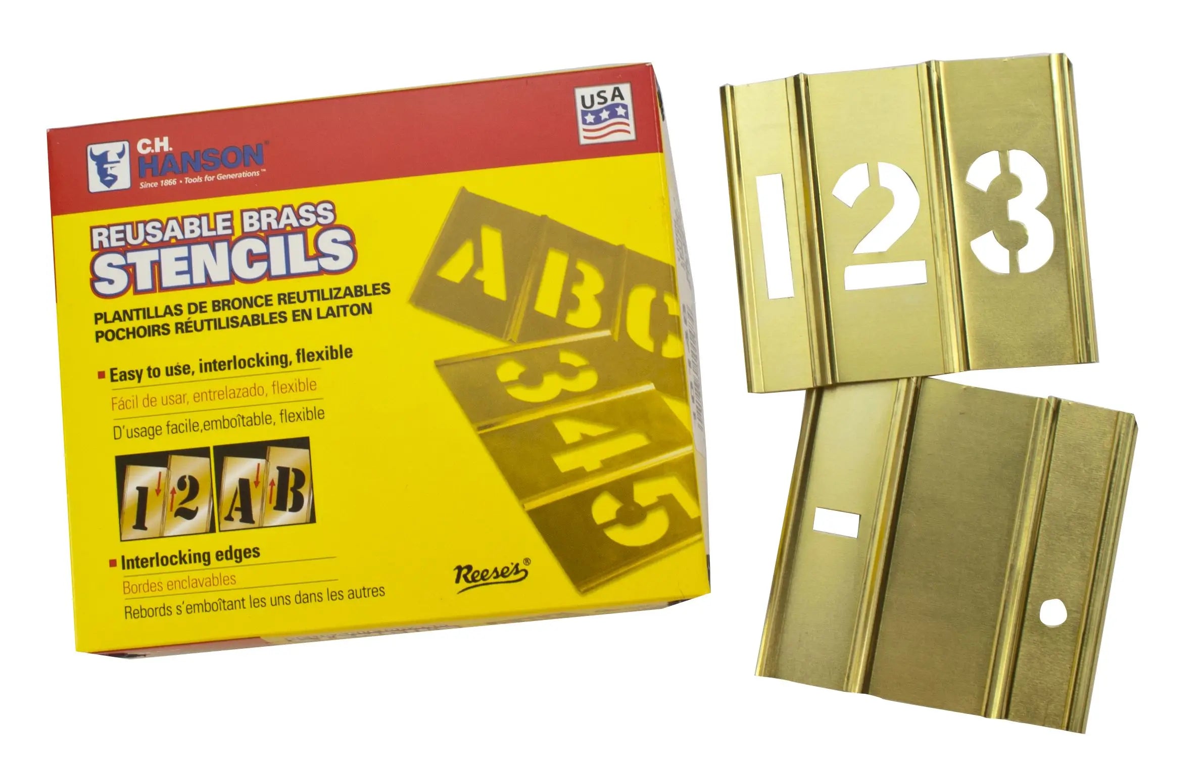 C.H. Hanson 10011 Stencil Set-Numbers 2" Brass 15 Pieces – Clark's Tool ...
