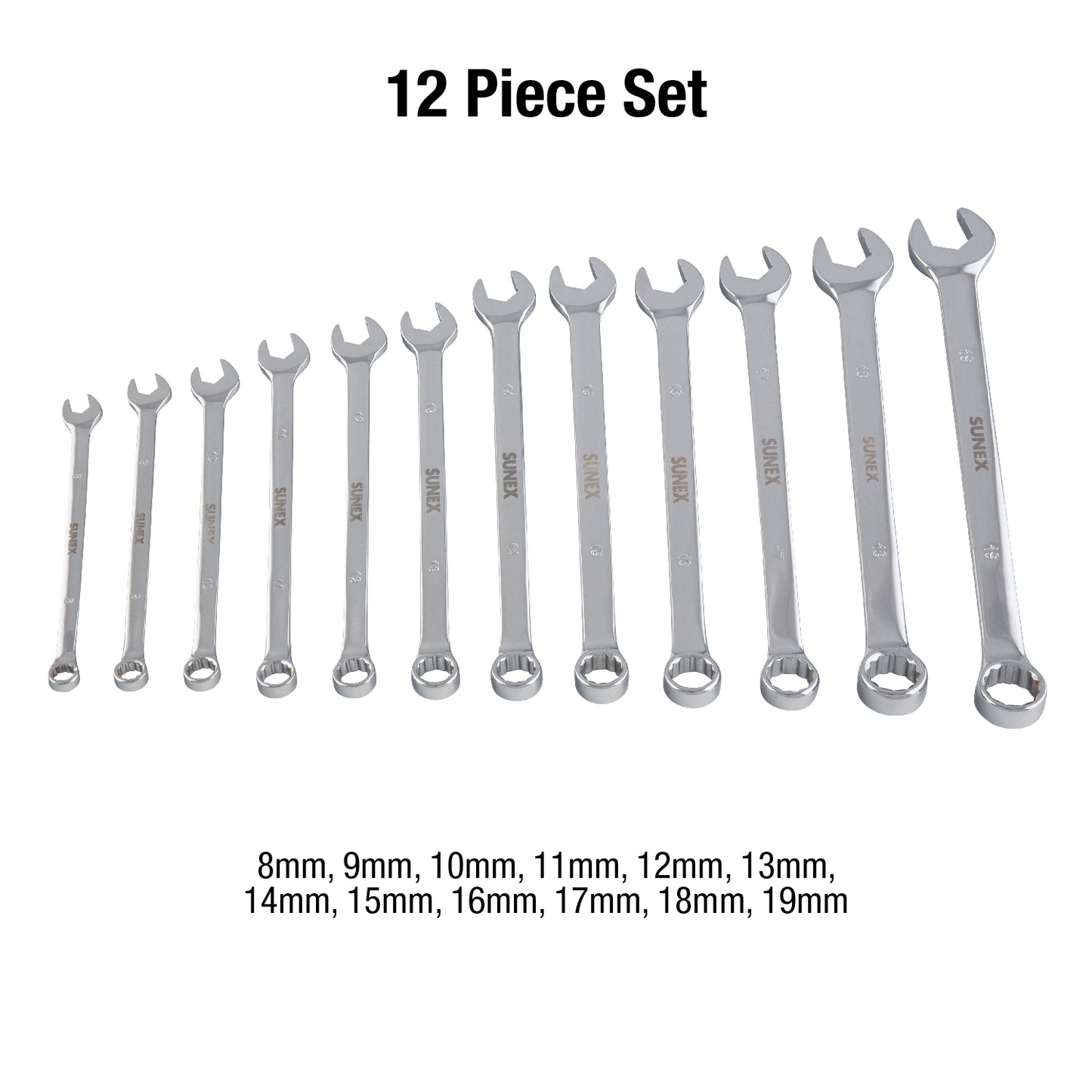 Sunex 9917MA Metric Combination Wrench Set, 8mm - 19mm, Fully Polished ...